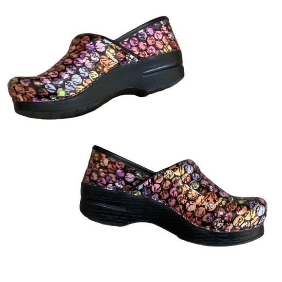 Dansko | Shoes | Dansko Viola Dot Cursive Multicolored Clogs 377 | Poshmark
